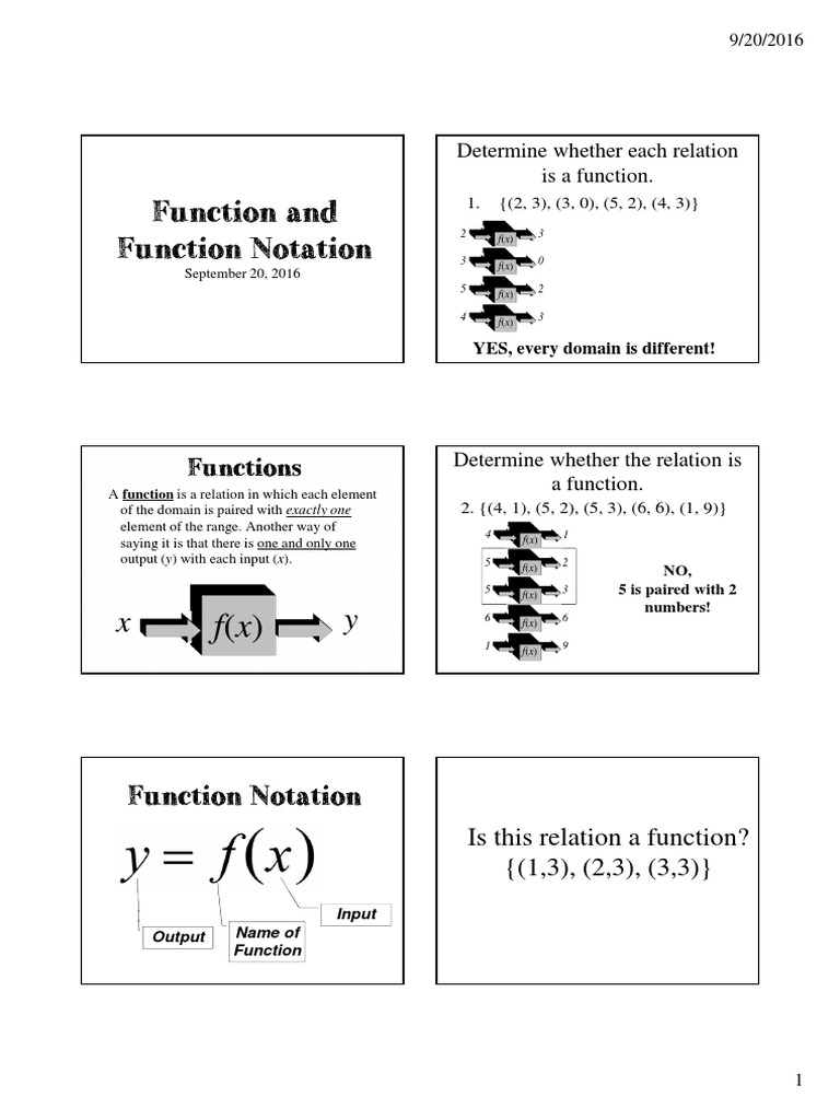 1 Function and Function Notation | PDF | Function (Mathematics ...