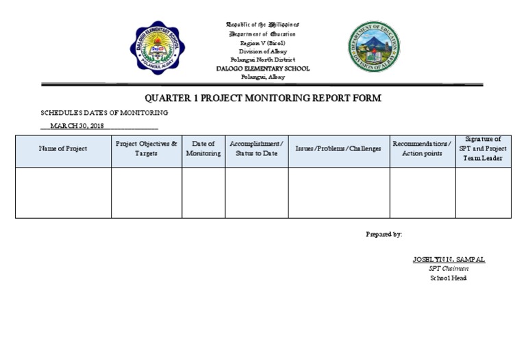 Quarter 1 Project Monitoring Report Form | PDF