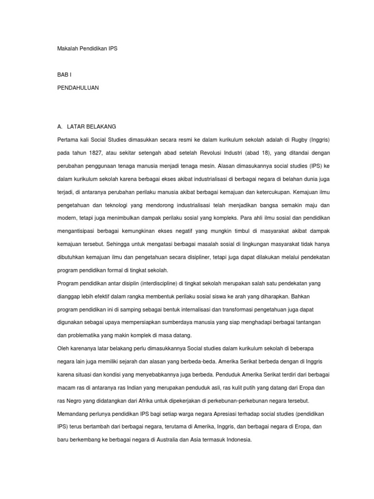1 Makalah Lembaga Pendidikan Dan Sejarah Perkembangan IPS | PDF