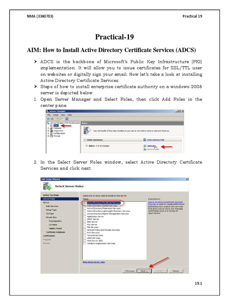 Practical-19: AIM: How To Install Active Directory Certificate Services ...