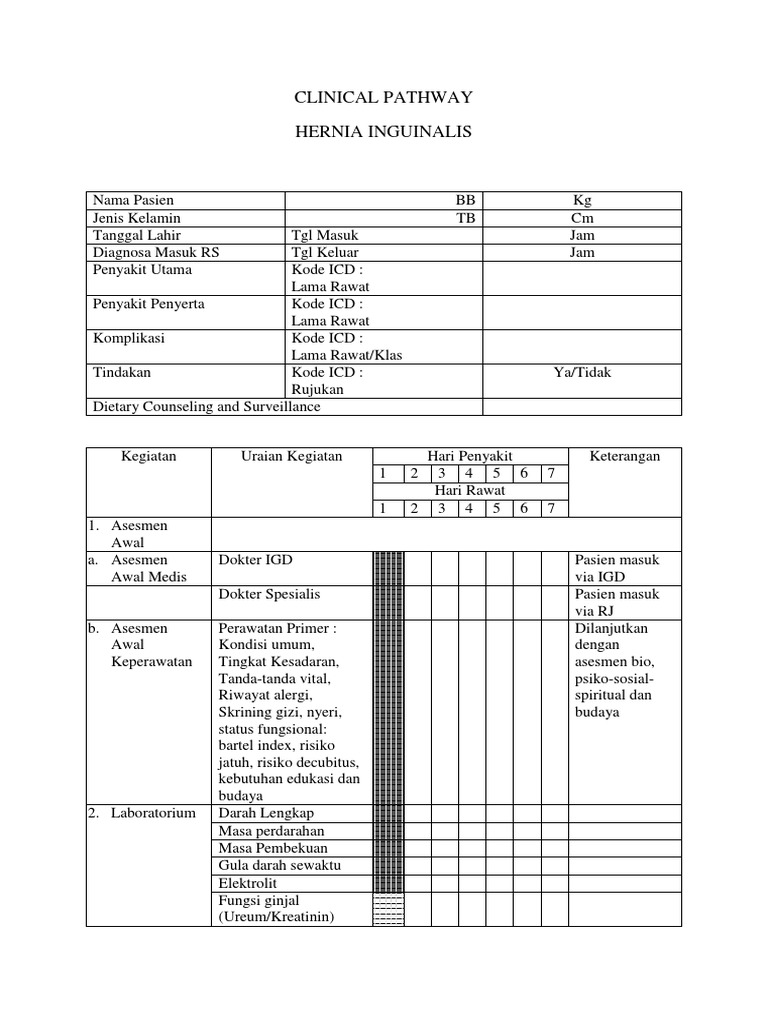 Clinical Pathway for Inguinal Hernia | PDF | Science & Mathematics