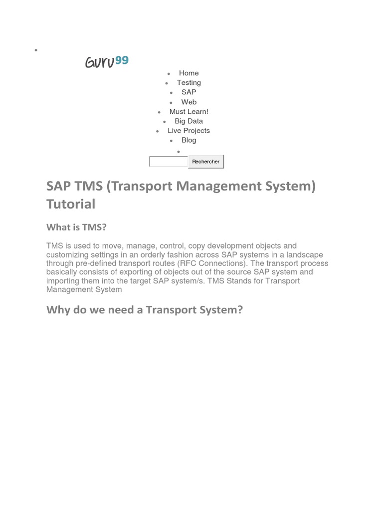 SAP TMS (Transport Management System) Tutorial | Download Free PDF ...