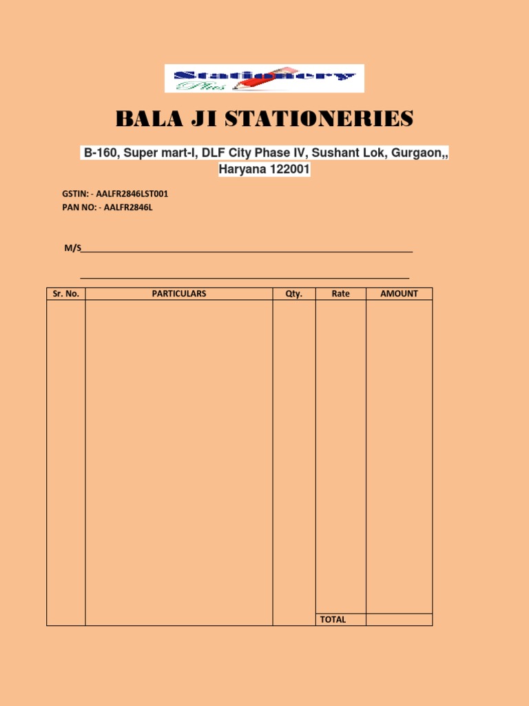 Bala Ji Stationeries Invoice Details | PDF