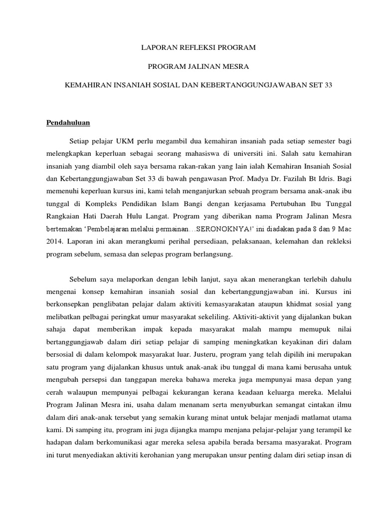 Laporan Refleksi Program | PDF