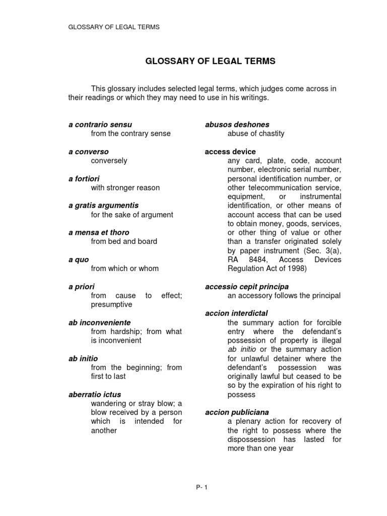 A Comprehensive Glossary of Selected Legal Terms | PDF | Dna Profiling ...
