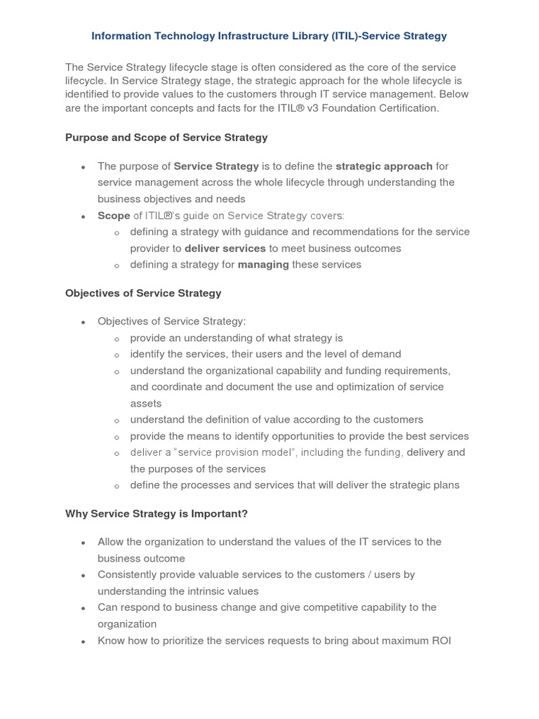 Itil Service Strategy Pdf Itil It Service Management
