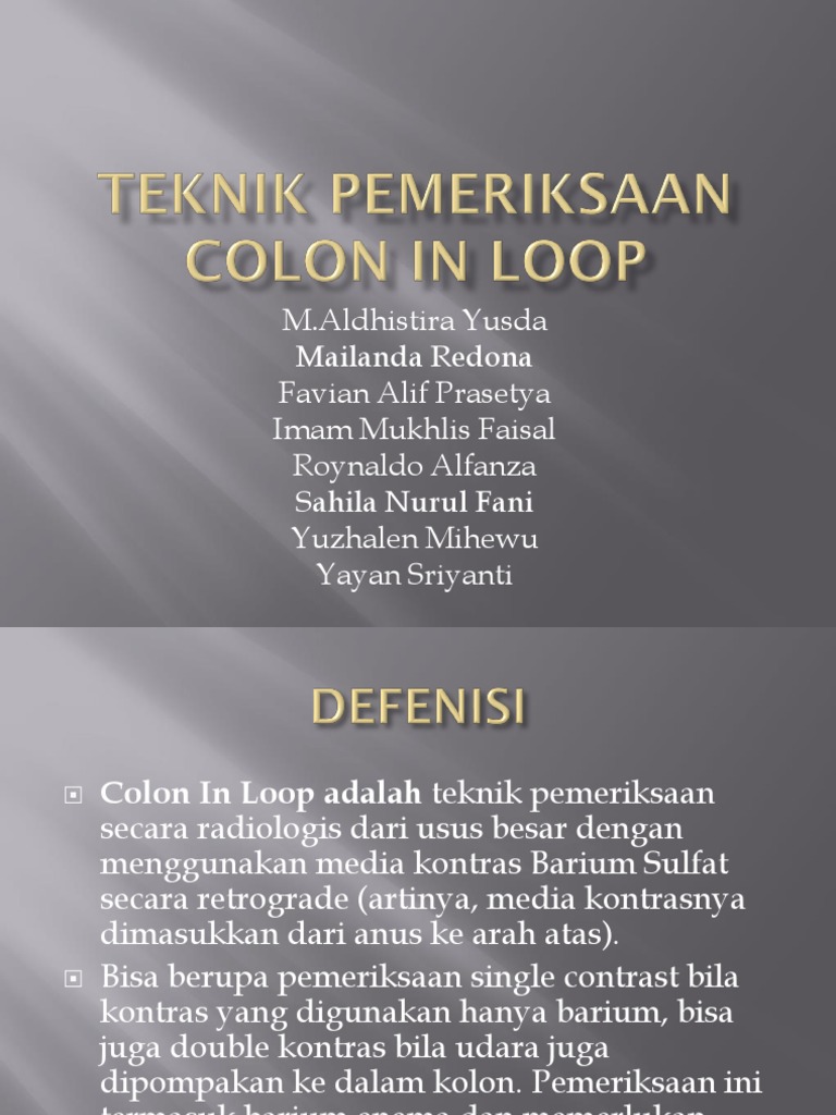 Teknik Pemeriksaan Colon in Loop | PDF