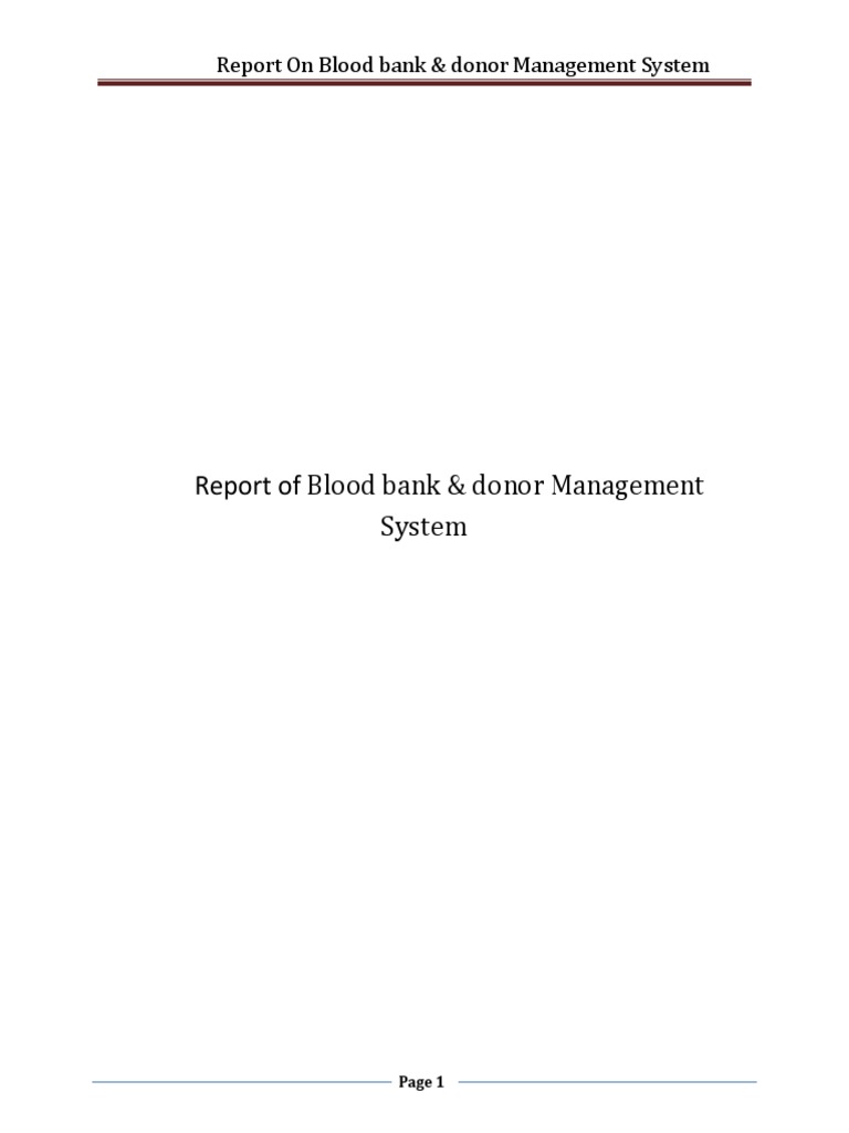 Report On Blood Bank & Donor Management System | PDF | Finance & Money ...