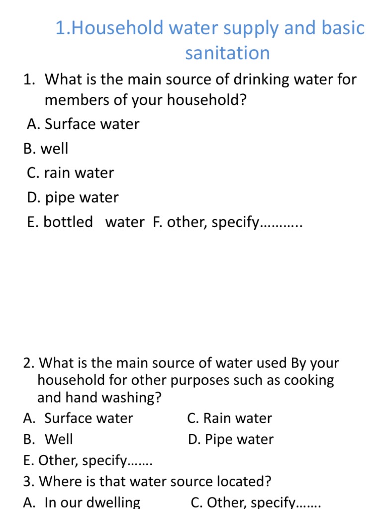 Household Water and Sanitation Survey | PDF | Wellness