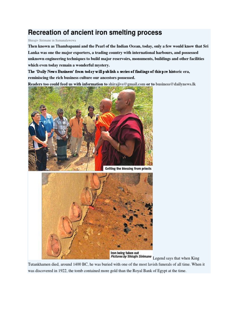 Recreation of Ancient Iron Smelting Process | PDF | Smelting | Dagger