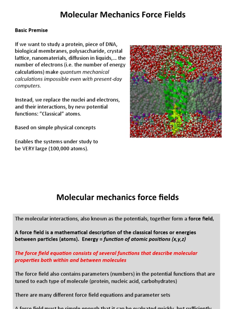 Molecular Mechanics Force Fields: Basic Premise | PDF | Covalent Bond | Ion