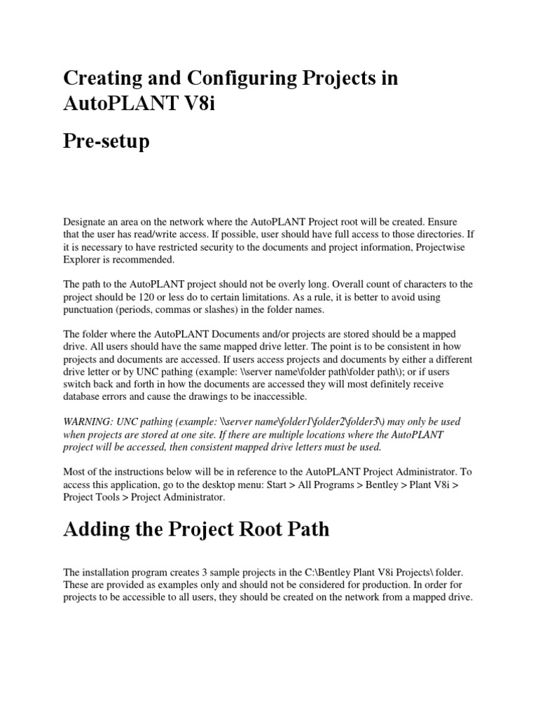 AutoPLANT V8i Project Setup Guide | PDF | Microsoft Access | Directory (Computing)