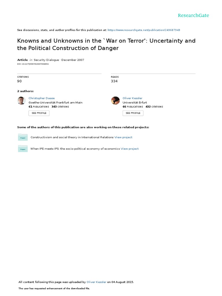 Knowns and Unknowns | PDF | Risk | Deterrence Theory