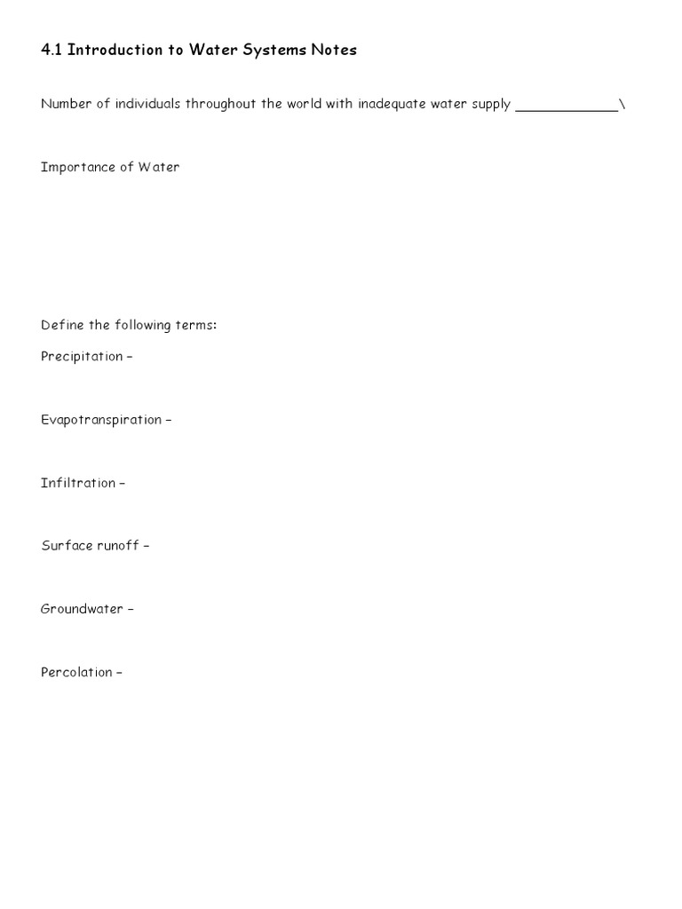 4.1 Introduction To Water Systems Notes: Number of Individuals ...