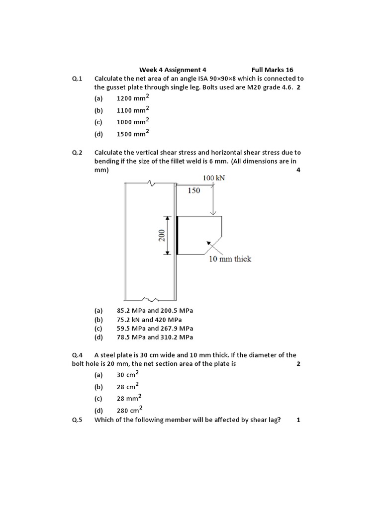 Week 4 Assignment 4 Structural Design Questions | PDF