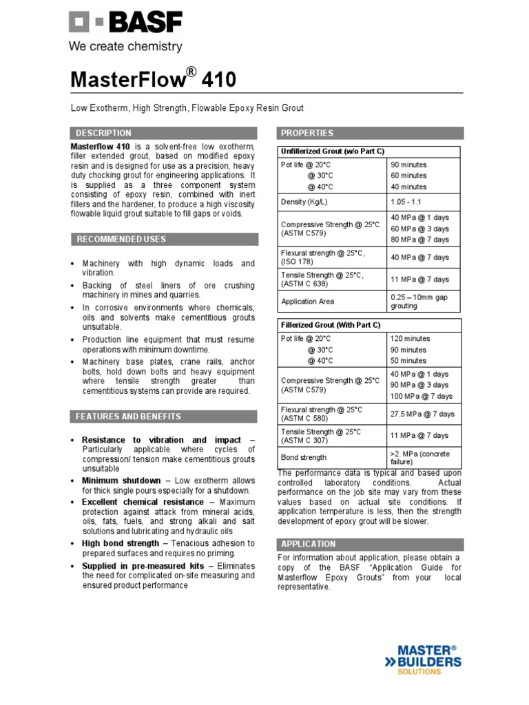 MasterFlow - 410 v1 | PDF | Epoxy | Strength Of Materials