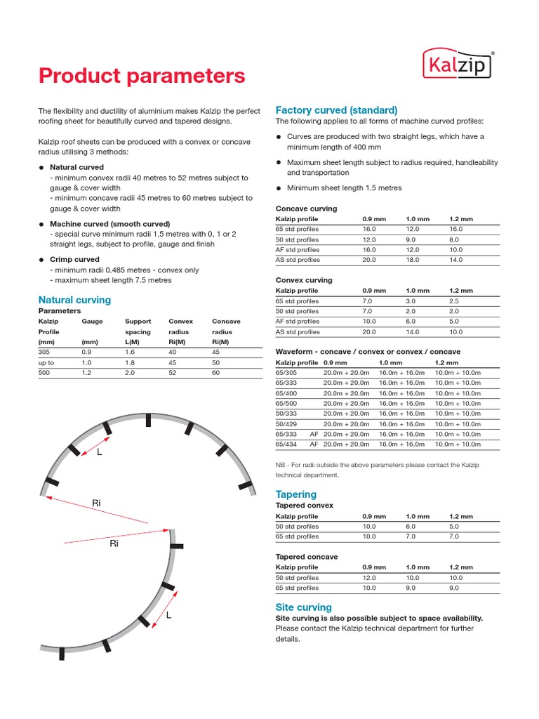 Kalzip Product Parameters | PDF | Convex Set | Nature