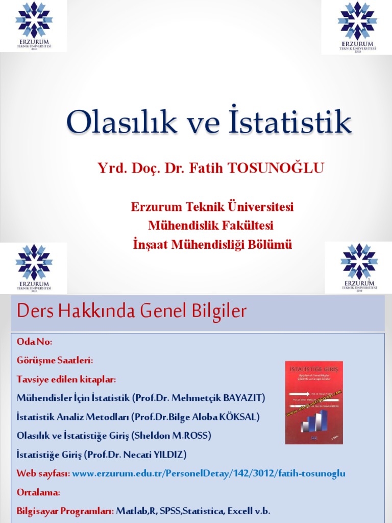 Olasilik Ve Istatistik Ders Notlari-118039 | PDF