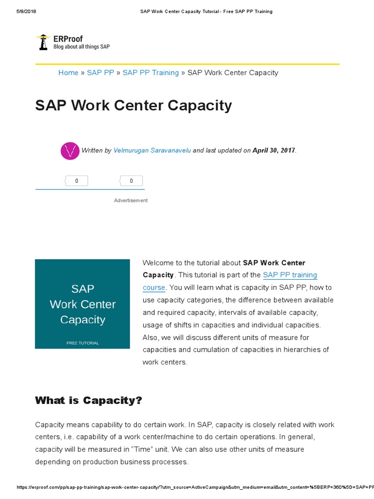 1.5.SAP Work Center Capacity Tutorial - Free SAP PP Training | PDF ...