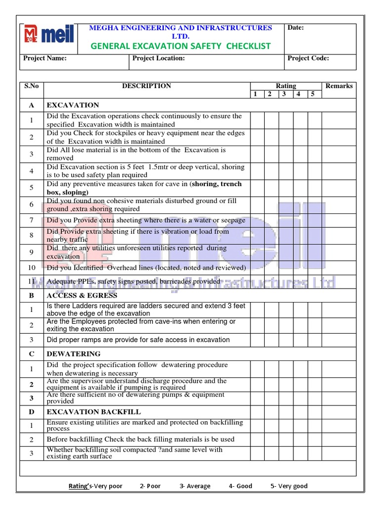Excavation Checklist | PDF | Excavation (Archaeology) | Nature