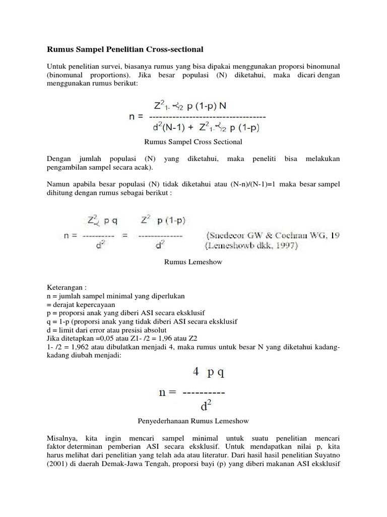 Rumus Sampel Penelitian Cross