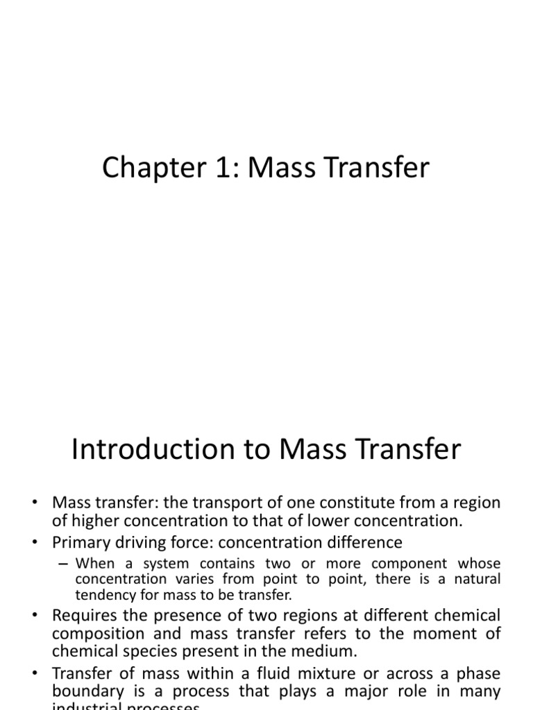 Chapter 1: Mass Transfer | PDF | Diffusion | Solution