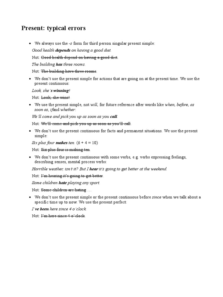 Present Typical Errors | PDF