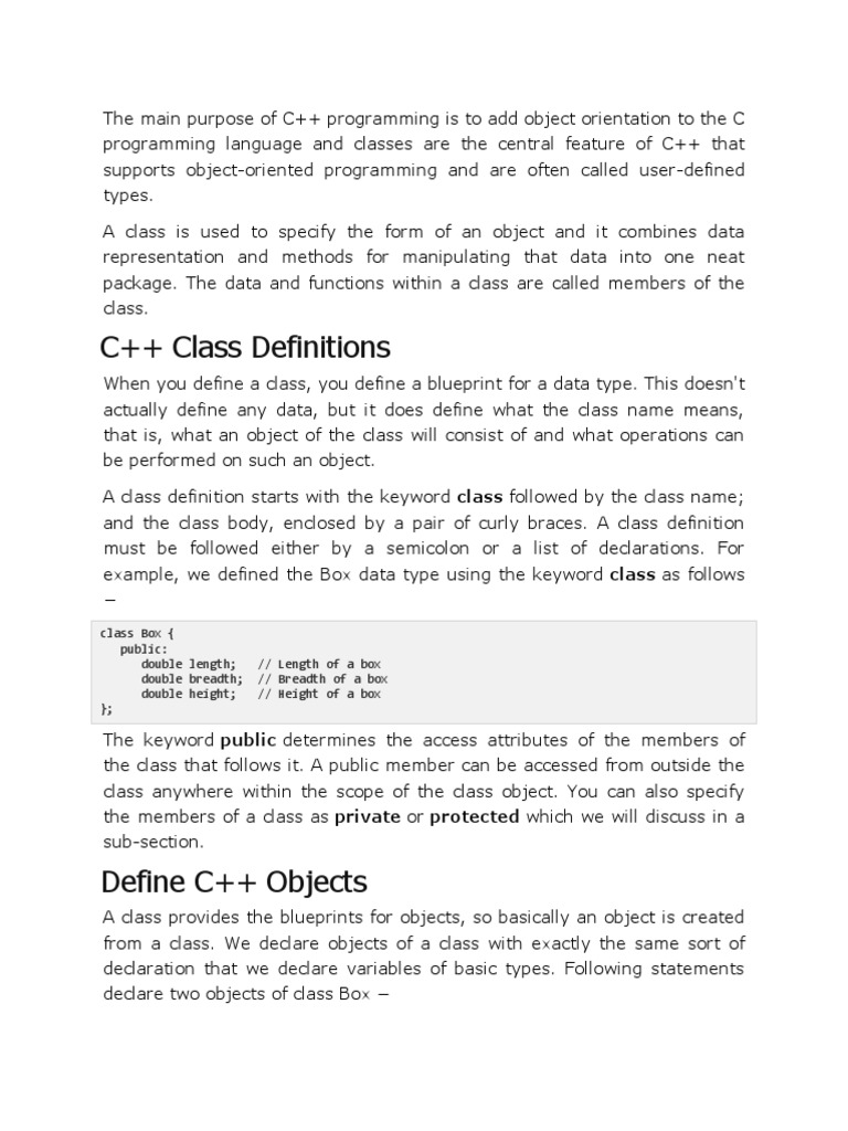 C++ Class Definitions | PDF | Constructor (Object Oriented Programming ...