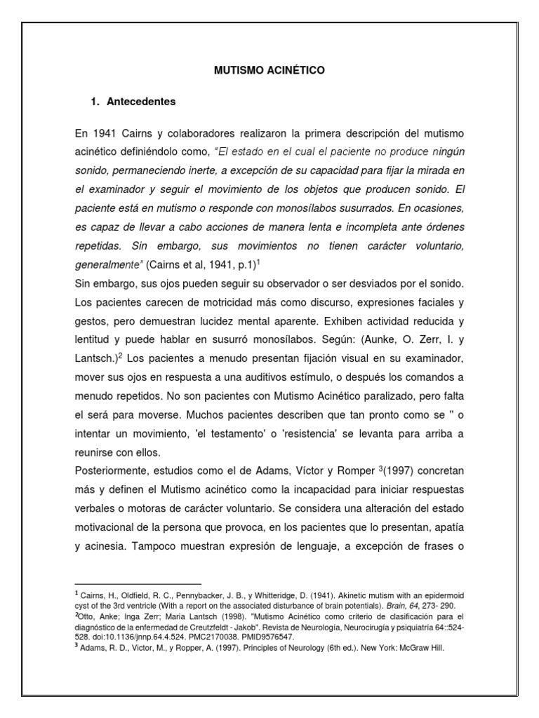 Entendendo o Mutismo Acinético | PDF | Neuropsicologia | Alumínio