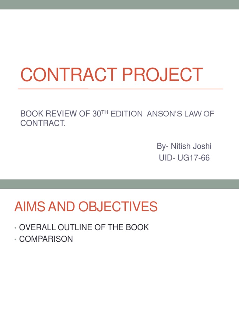 Contract Presentation On Anson's Law of Contract | PDF