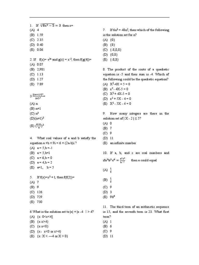 SAT 2 Past Paper - Mathematics Level 2 Year 2013 | PDF | Sine | Equations