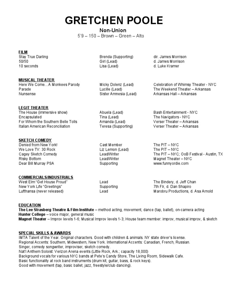 Online GP Acting Resume 2018 | PDF