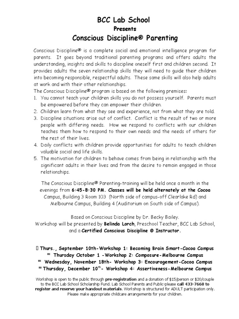 BCC Lab School Conscious Discipline® Parenting: Presents | PDF | Consciousness | Parenting