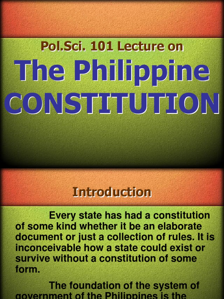 The Philippine Constitution | PDF | Constitution | Sovereign State