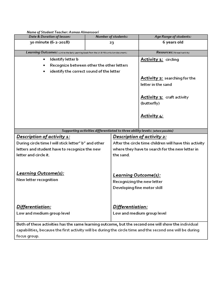 Letter B Lesson Plan | PDF | Teachers | Pedagogy