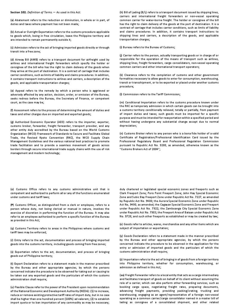 Customs Modernization and Tariff Act | PDF | Customs | Cargo