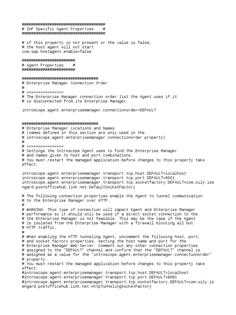 IntroscopeSapAgent Profile Template | PDF | Port (Computer Networking ...