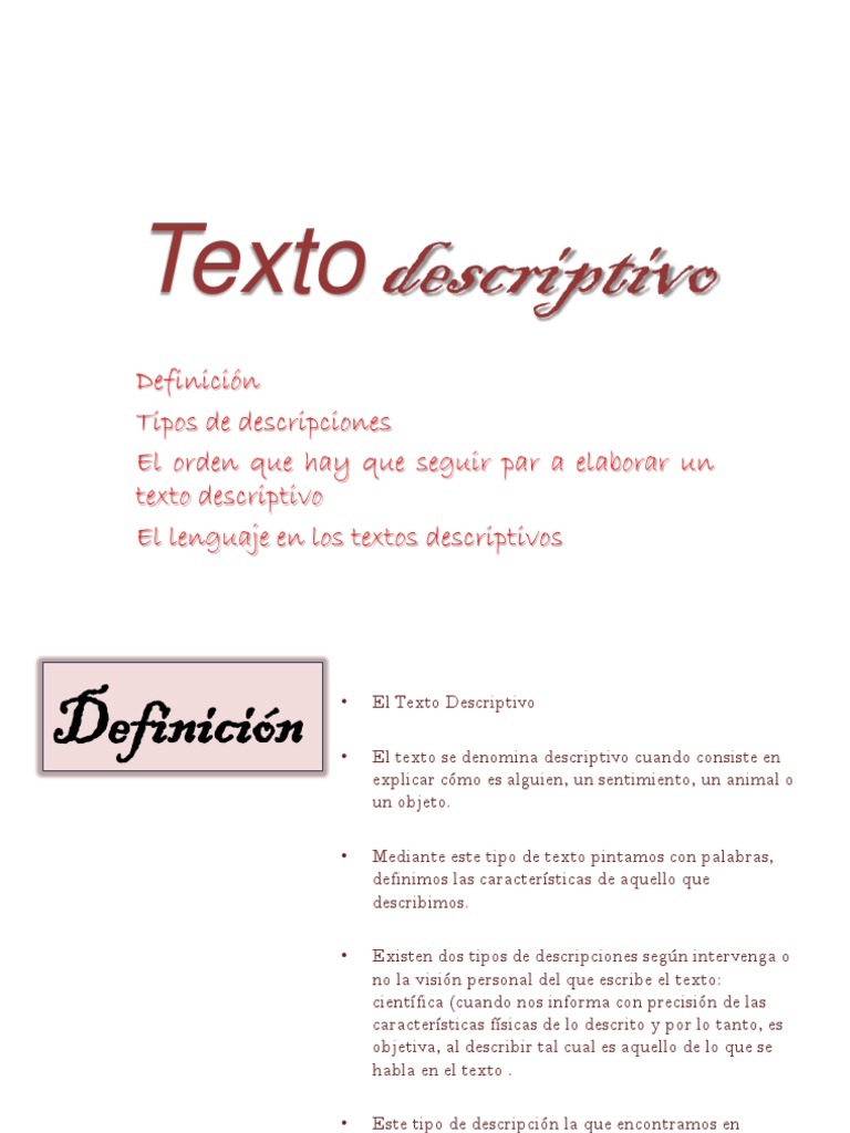Los Textos Descriptivos