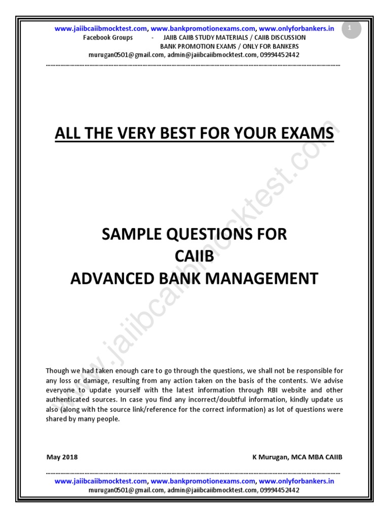 CAIIB ABM Sample Questions by Murugan For June 2018 | PDF | Credit ...