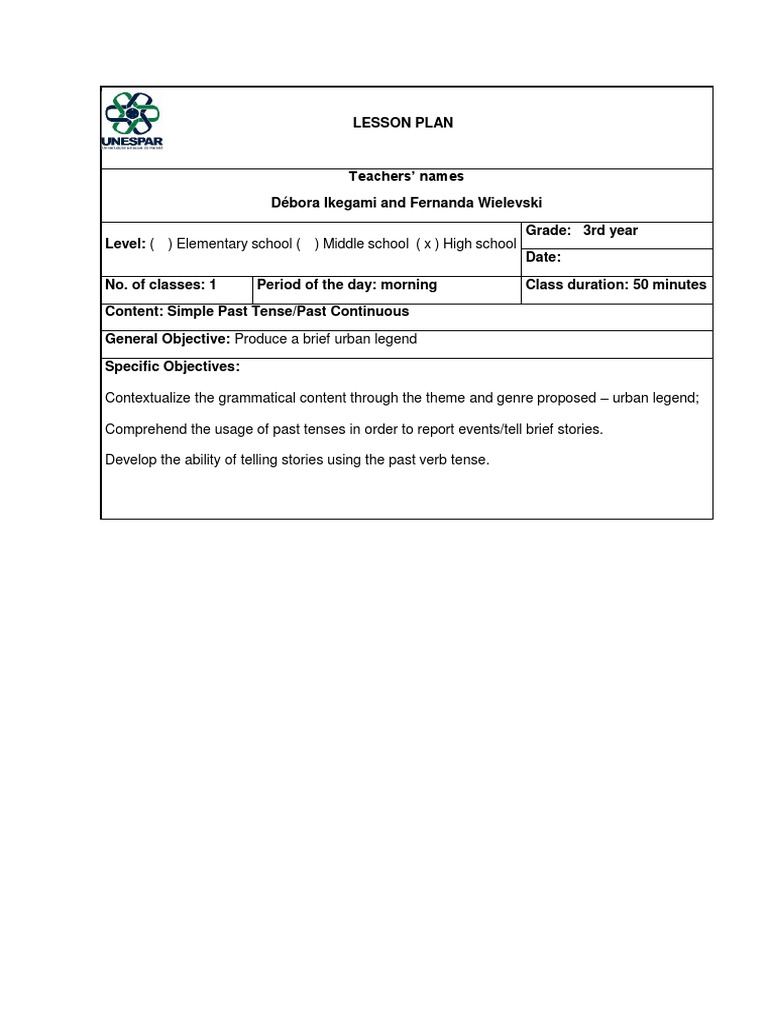 Urban Legends Worksheet Lesson Plan | PDF | Lesson Plan | Grammatical Tense