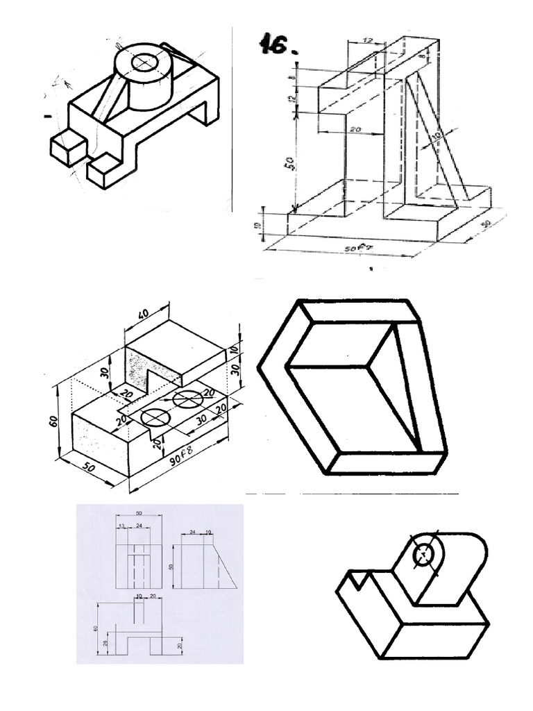 Zadatci Za Vjezbu Ortogonalne Projekcije Izometrija Presjeci Tolerancije | PDF