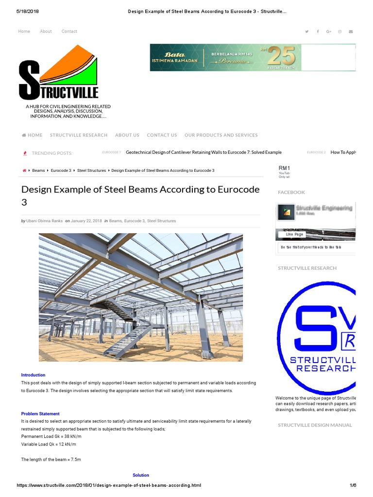 Design Example of Steel Beams According to Eurocode 3 - Structville ...
