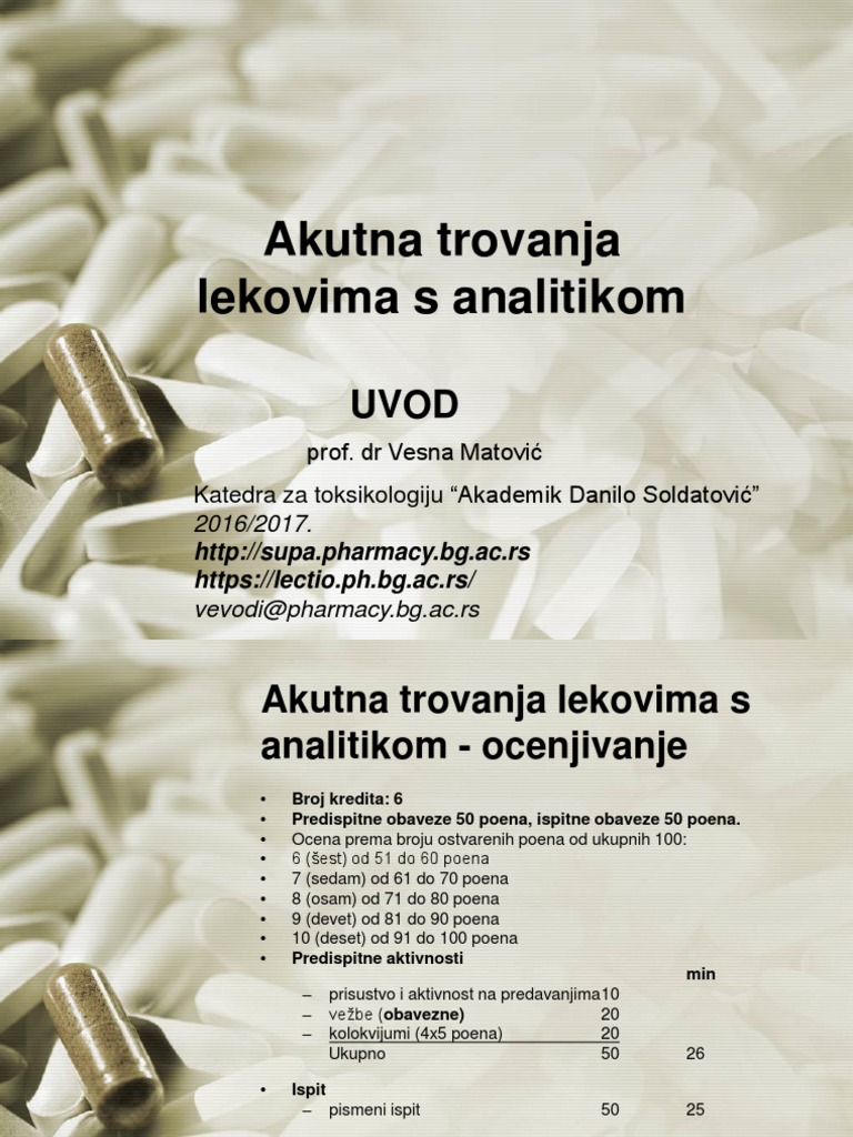 1 Uvod Za Akutna Trovanja Lekovima | PDF