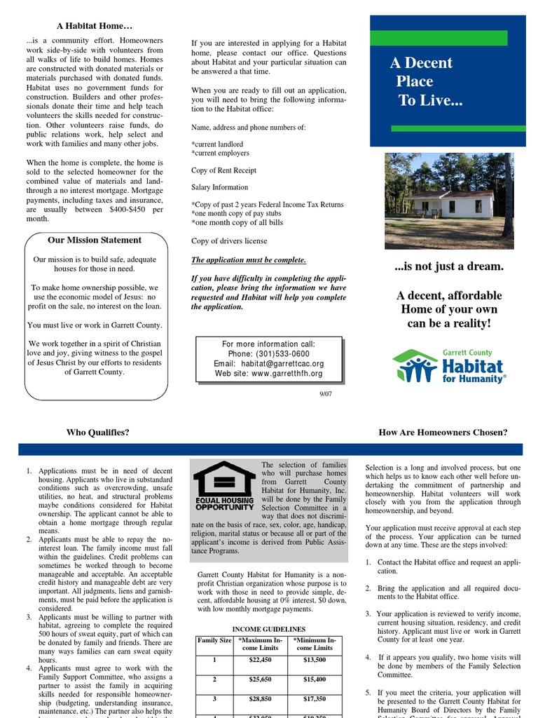2009 Habitat Brochure | PDF | Mortgage Loan | Affordable Housing