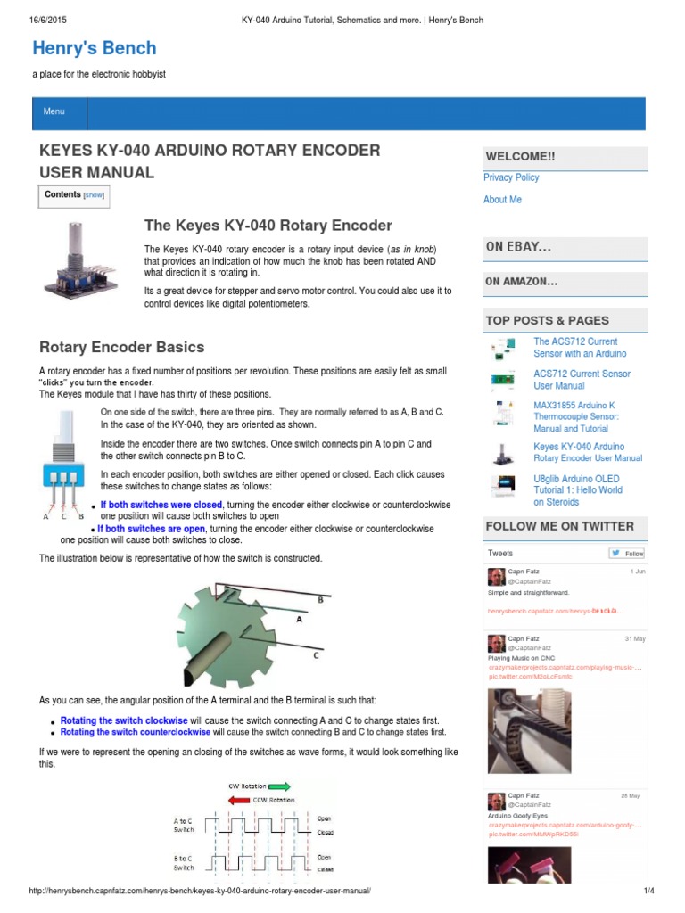 KY-040 Rotary Encoder User Manual | PDF | Switch | Electrical Engineering