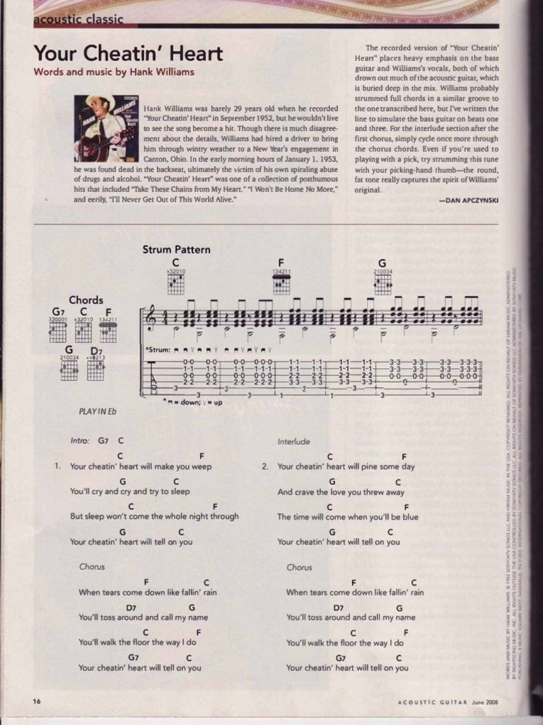 Your Cheatin' Heart: Words and Music by Hank Williams | PDF | Popular ...
