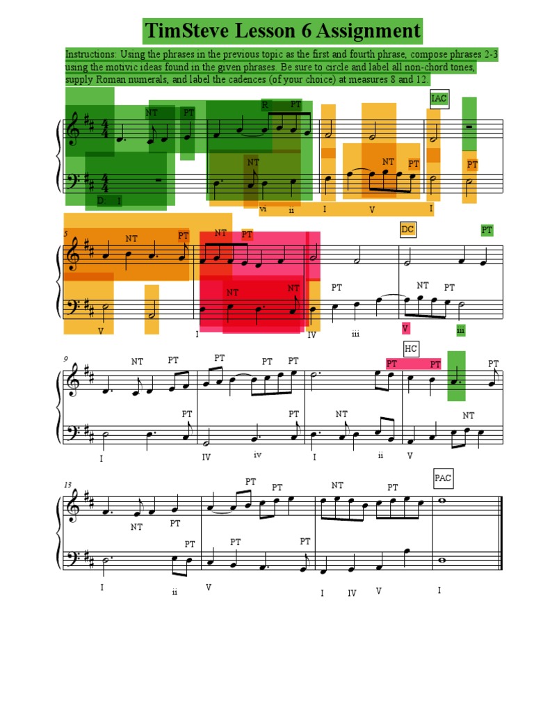 Timsteve Lesson 6 Assignment: NT PT R PT Iac | PDF | Music Theory ...