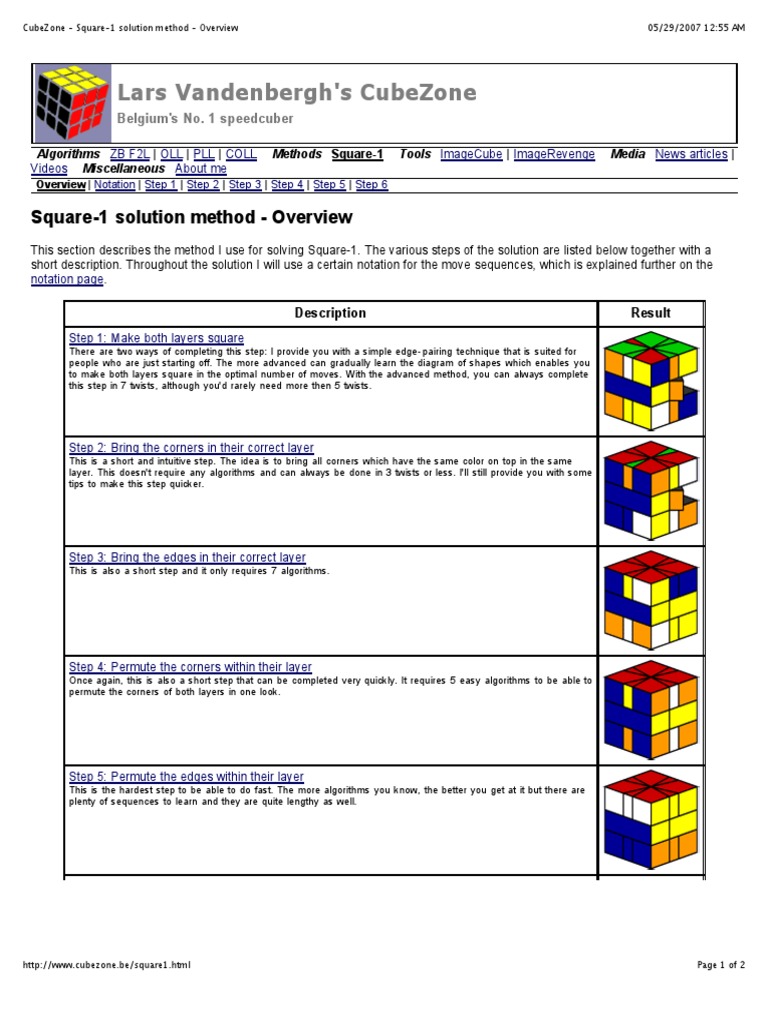 Square-1 Solution Method Overview | PDF | Teaching Mathematics | Logic ...