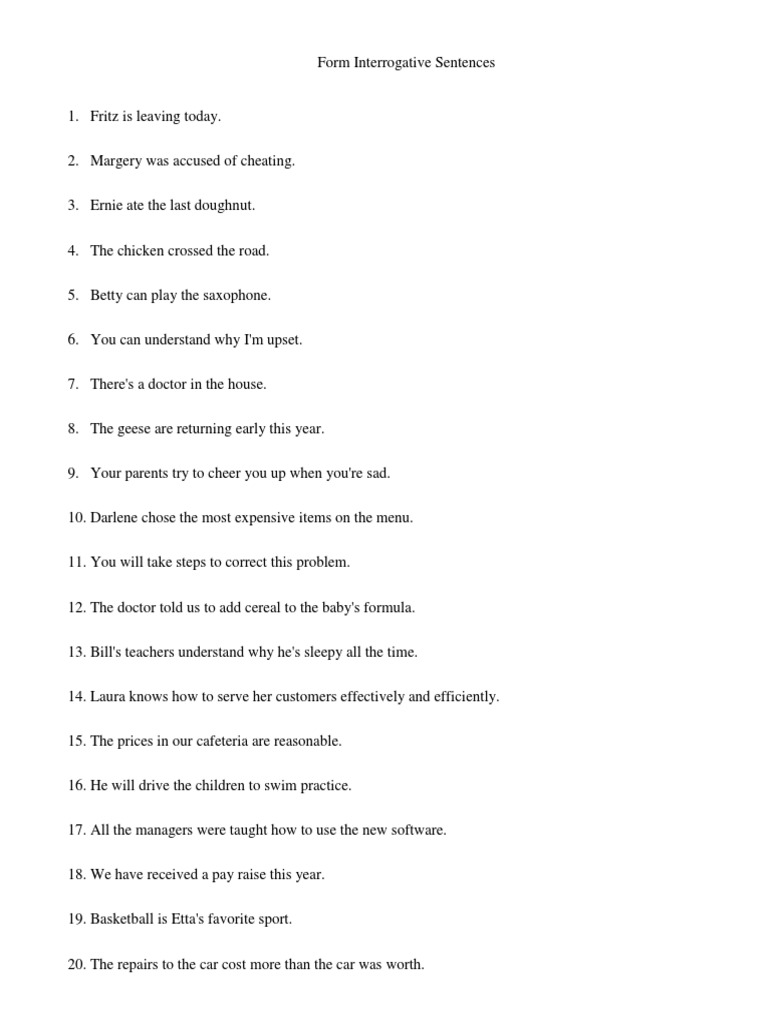 Form Interrogative Sentences | PDF