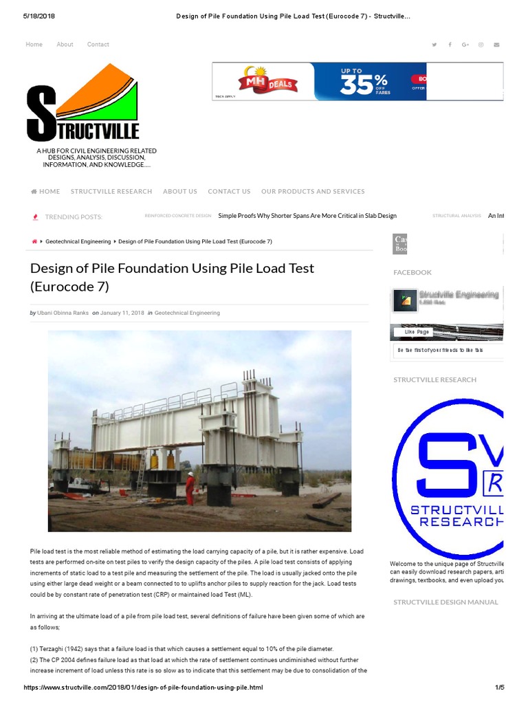 Design of Pile Foundation Using Pile Load Test (Eurocode 7 ...